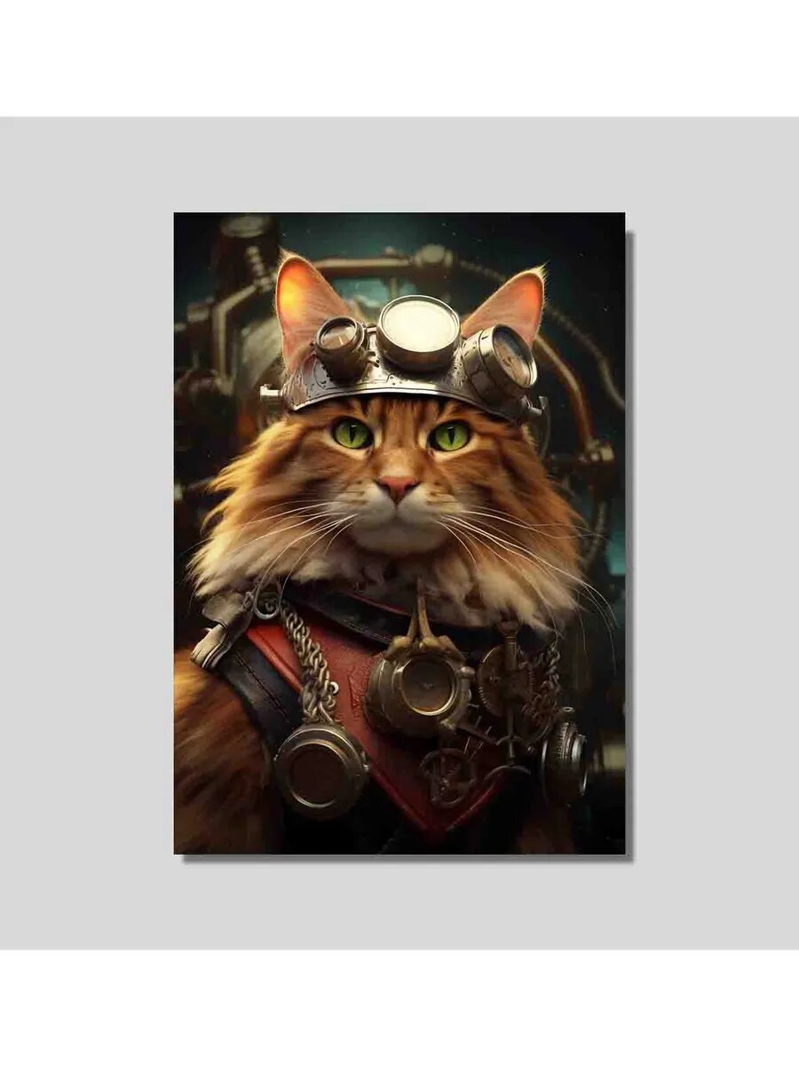Сомалийский кот в стиле стимпанк 3, Плакат 30x42см