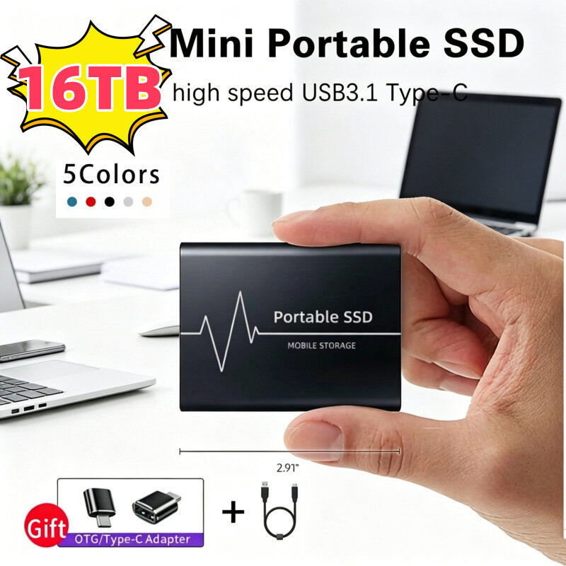 Портативный SSD 6 ТБ USB 3.1 Твердотельный накопитель Высокая скорость Серебристый цвет Компактное хранилище для