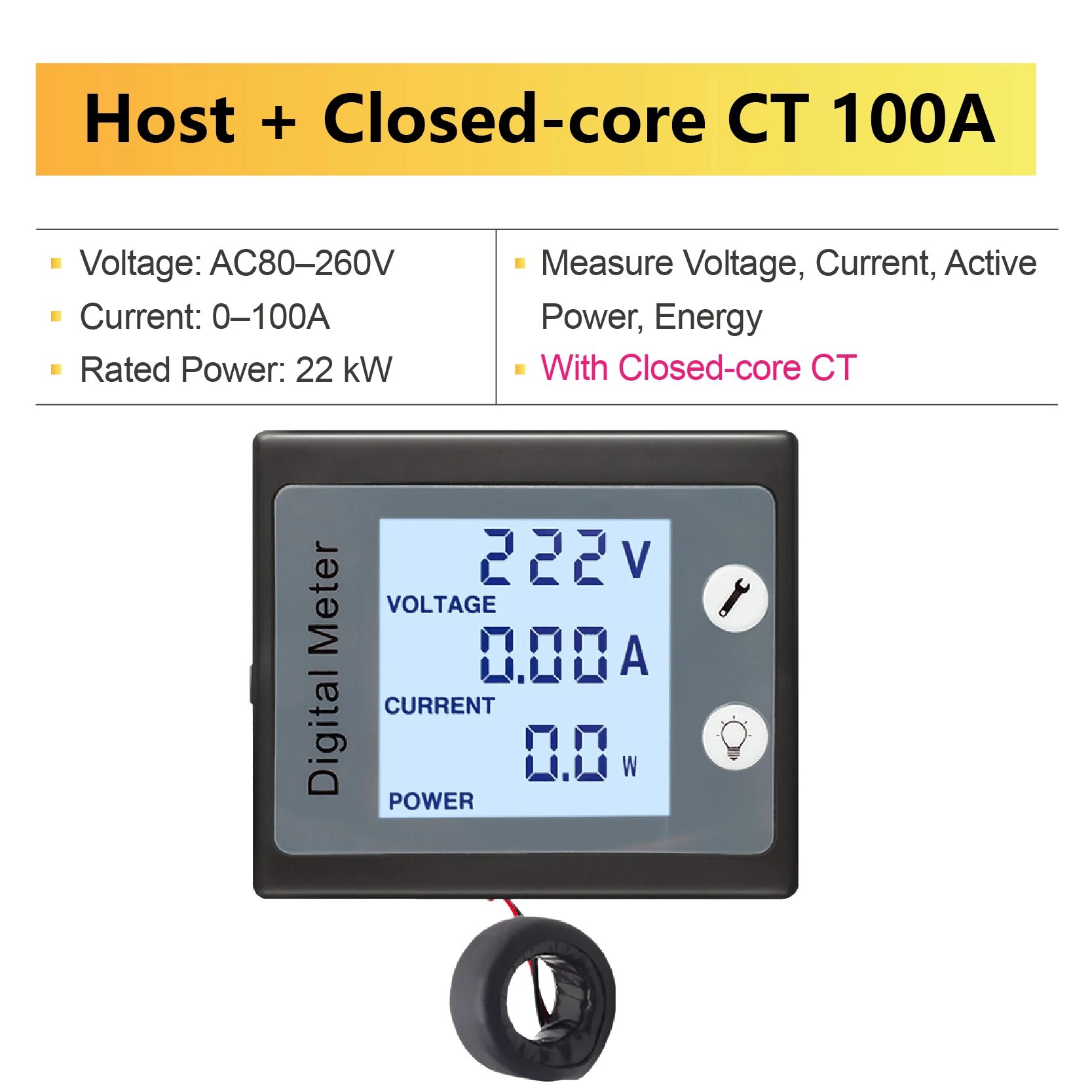 SONGGER Цифровой ваттметр PZEM-011 80-260В 100A Host-Closed-100A
