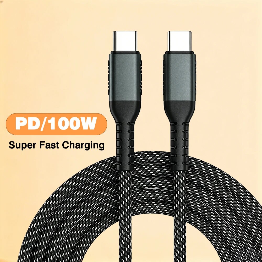 Кабель UGOURD 240W PD 3.1 USB-C - USB-C, Кабель Для Быстрой Зарядки Type-C, Черный, 2m, PD 100W