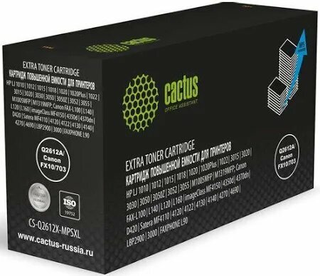 Картридж лазерный Cactus CS-Q2612X-MPSXL Q2612A/Canon FX10/703 черный (8000стр.) для HP LJ 1010/1012