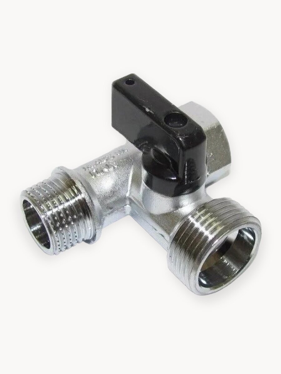 Кран шаровый Bugatti 877 1/2х3/4х1/2, 3-х проходной, для стиральных и посудомоечных машин.