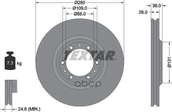 Диск тормозной передний стандартный ACURA/HOLDEN/ISUZU/OPEL/VAUXHALL TEXTAR 92091400 Textar арт. 92091400