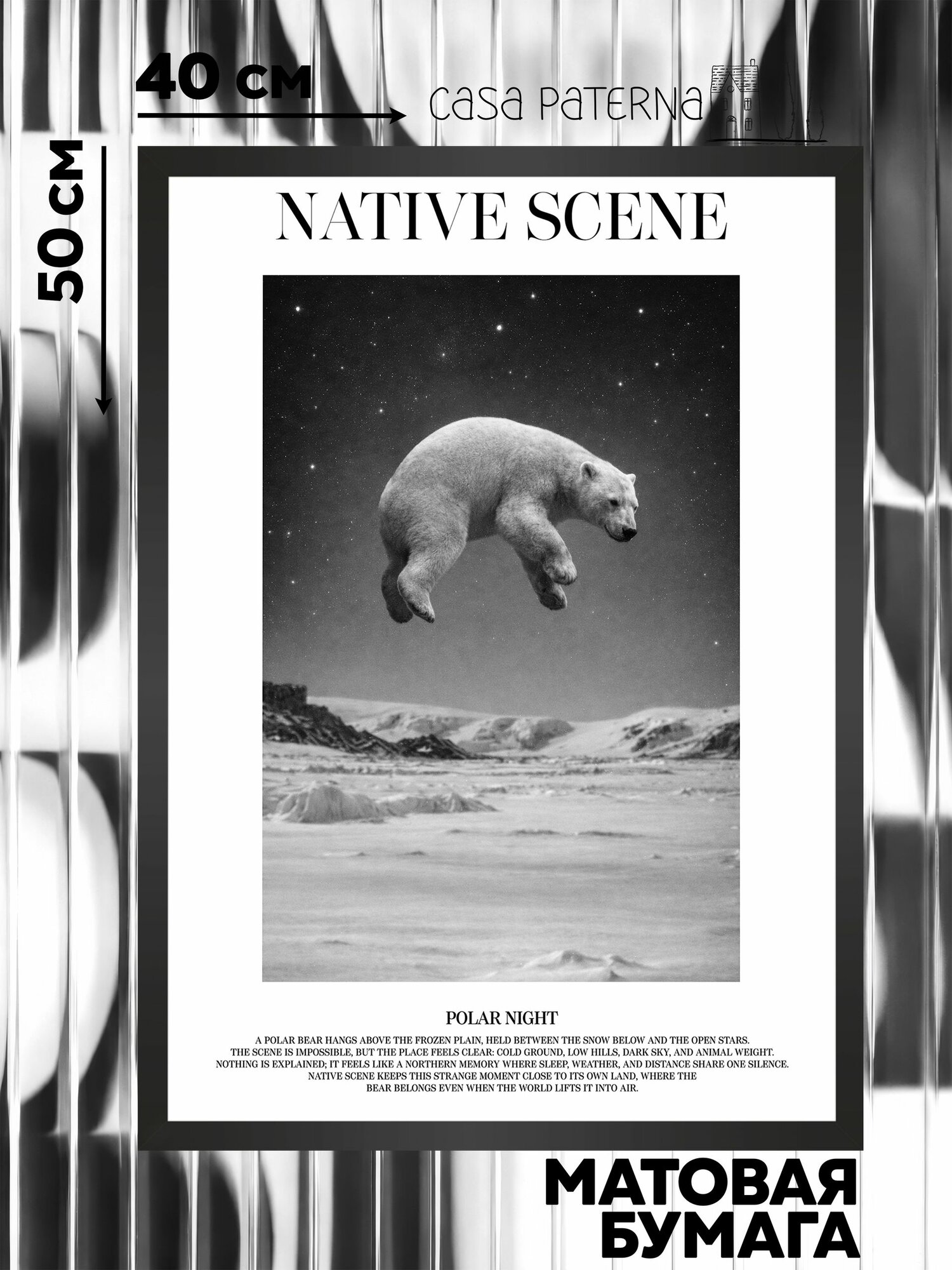 Постер на стену 40х50 Native Scene #21, черно-белая фотография для интерьера, чб без рамки Casa Paterna