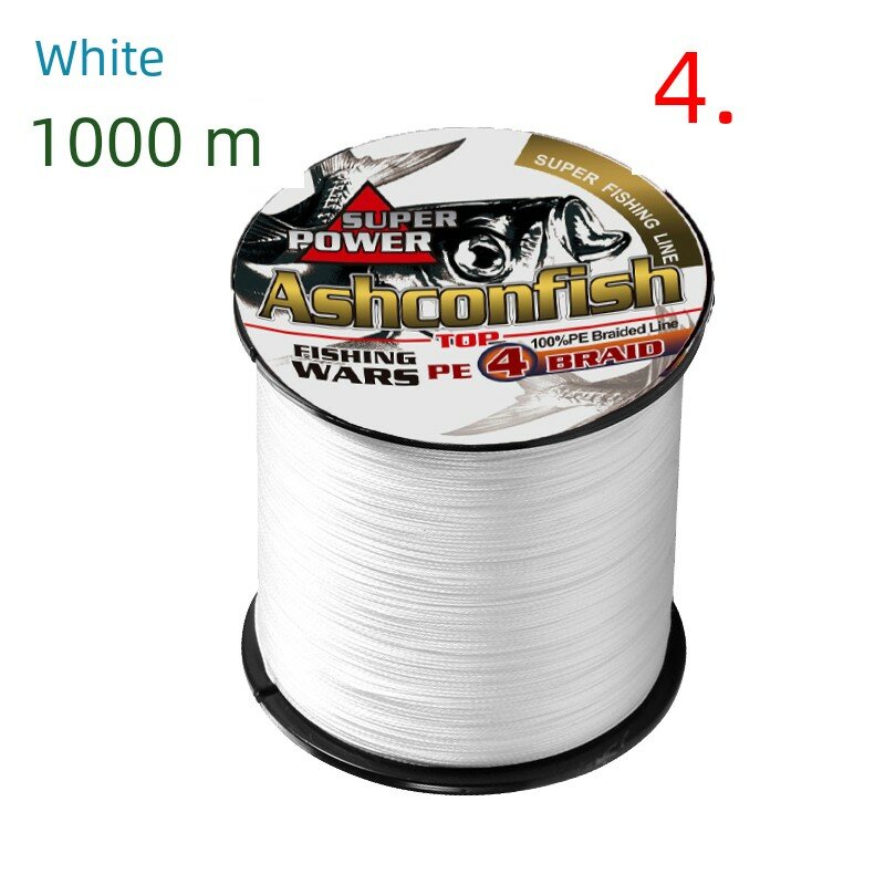Леска Dyneema PE 4-жильная улучшенная белый 1000м катушка для прочности рыбалки