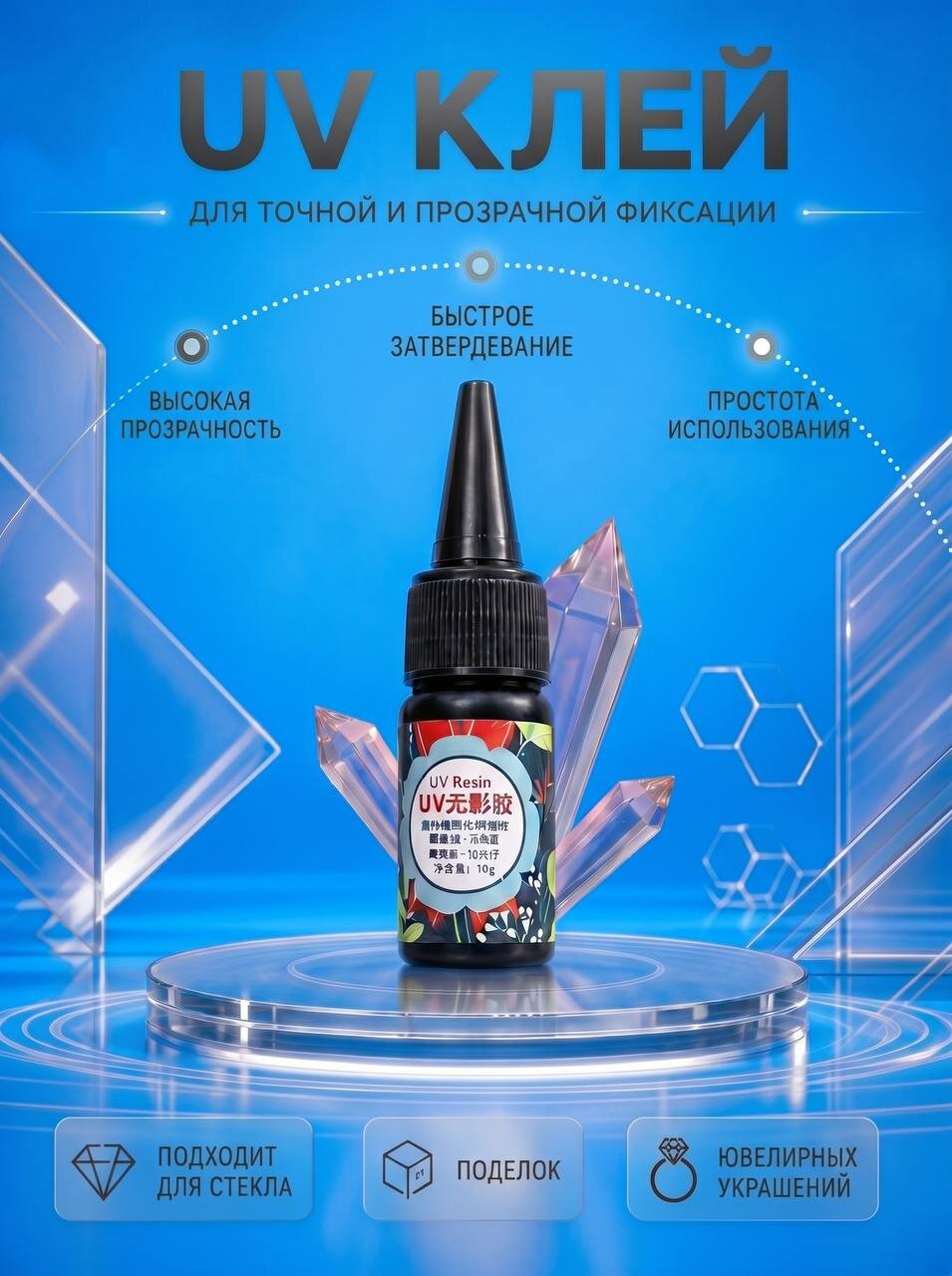 Клей универсальный для рукоделия, для декупажа и декора, УФ-отверждение