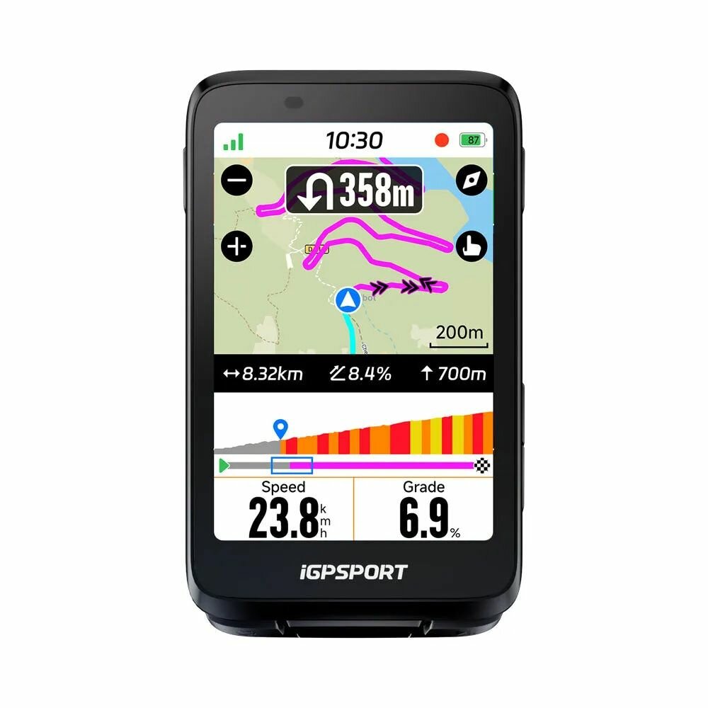 IGPSPORT BiNavi Велокомпьютер 3.5" GPS/ГЛОНАСС/BeiDou, 35ч Работы, ANT+/Bluetooth, IPX7, Навигация, ClimbPro, Анализ Тренировок