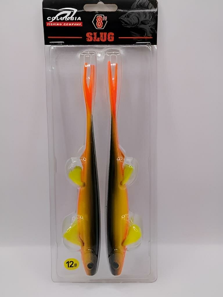 Силиконовая приманка SLUG 8" COLUMBIA fishing company: набор 2 шт, 20см, 25г, мягкая приманка на хищника