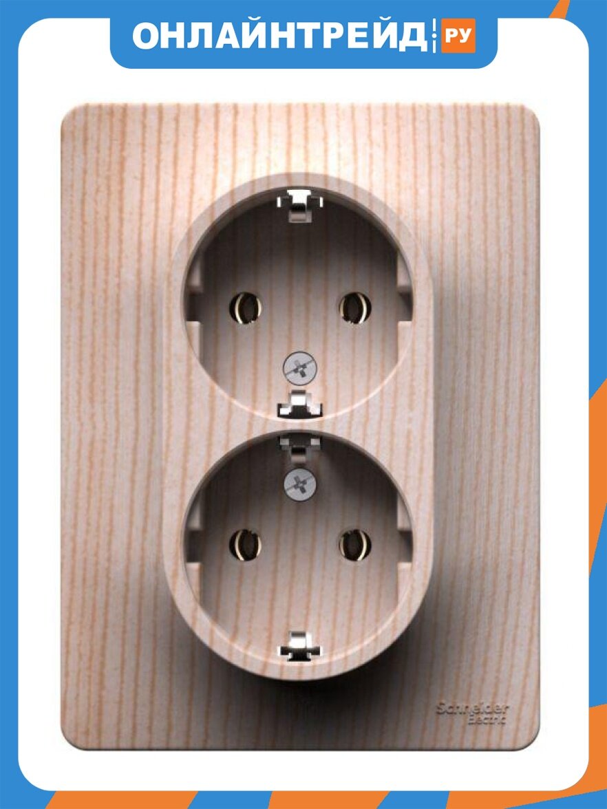 Двойная Systeme Electric (schneider Electric) Glossa 16А с заземл. в сборе сосна, GSL001524