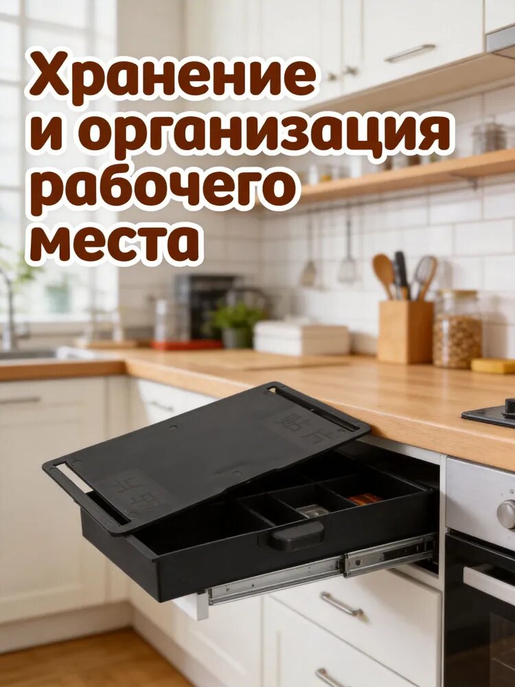 Пластиковый выдвижной ящик под стол с креплением без сверления, для офисного хранения