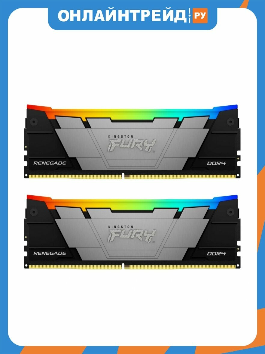 Оперативная память Kingston DDR4 16Gb (2x8Gb) 4600MHz pc-36800 FURY Renegade RGB XMP CL19 1.35V (KF446C19RB2AK2/16)