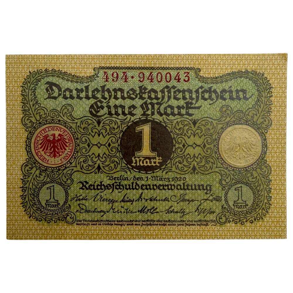 Веймарская республика (Германия) 1 марка 1920 г. (Серия 494)