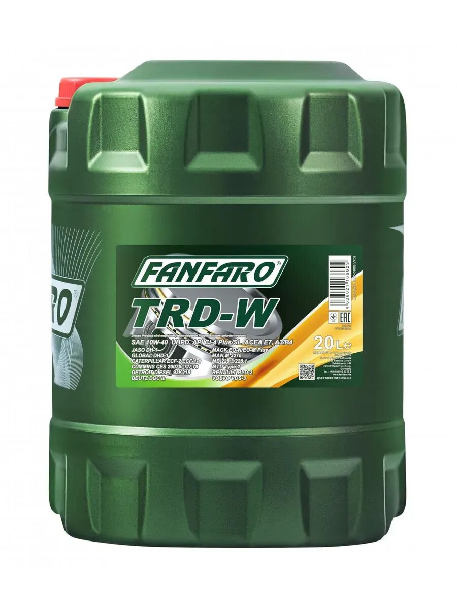 Fanfaro Trd-W Uhpd 10W40 П/Синт. (20 Л) Api Ci-4/Sl Acea E7/