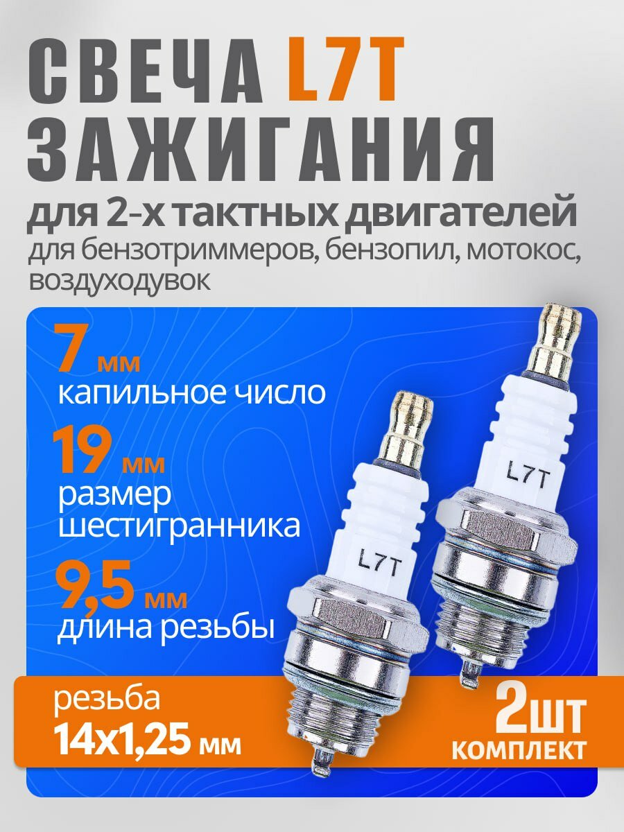 Свеча зажигания для бензопилы, триммера, мотобура (2х тактная) - 2 шт