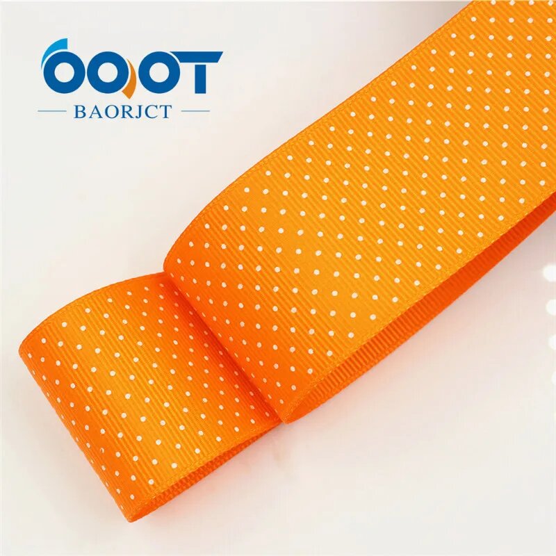 Лента OOOT BAORICT белая в горошек 38 мм 10 ярдов Оранжевый, 0024