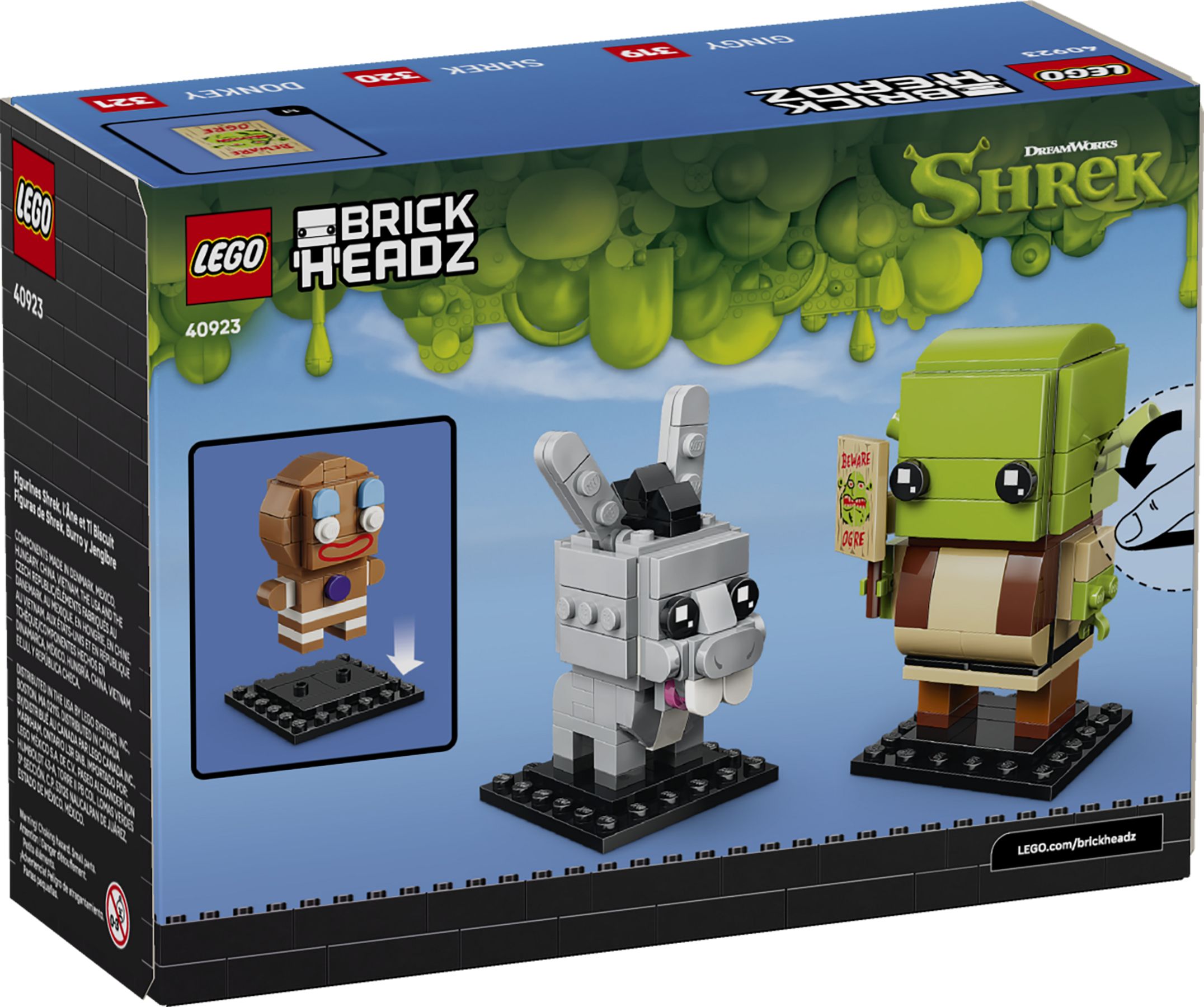 Конструктор Lego 40923 BrickHeadz, Фигурки Шрэка, Осла и Пряника, 259 деталей
