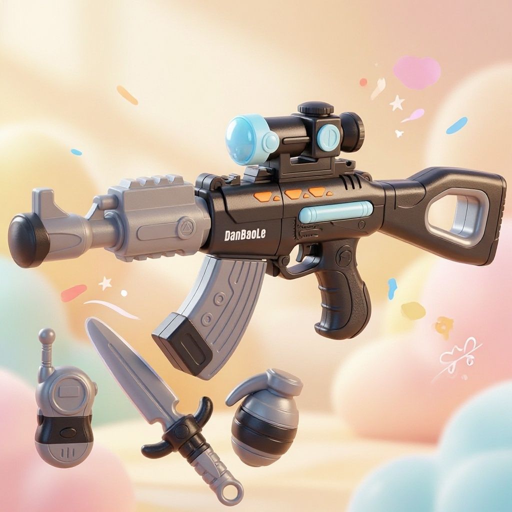 Игрушечный автомат конструктор, с кинжалом и гранатой, 3+, синий