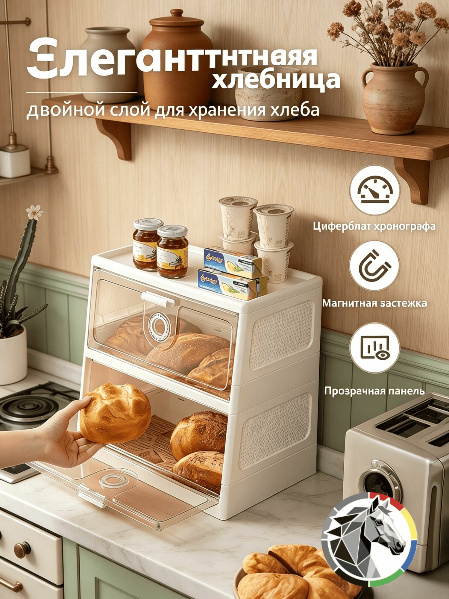 Хлебница, 40.5 см х 26.5 см х 39 см