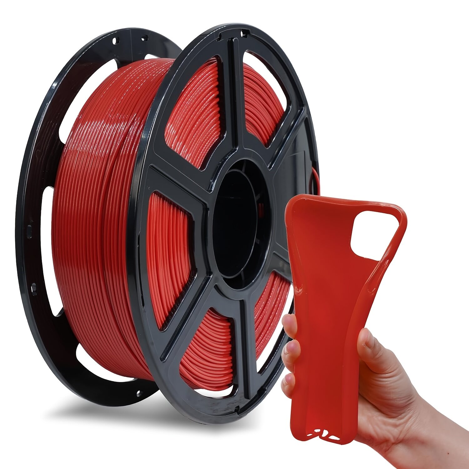 Филамент для 3D-печати TPU, диаметр 1,75 мм, твердость 95A, гибкий, красный, 250 г, точность размеров ±0,03 мм, совместим с большинством FDM-принтеров, хорошая межслойная адгезия, для конструирования игрушек
