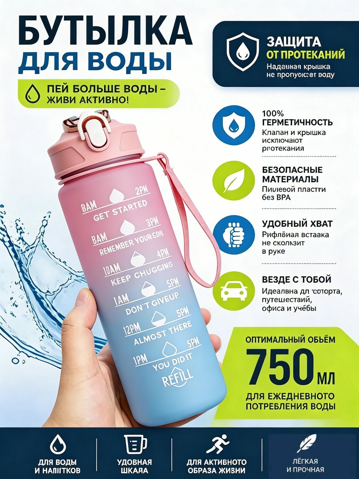 Спортивная бутылка, 750 мл