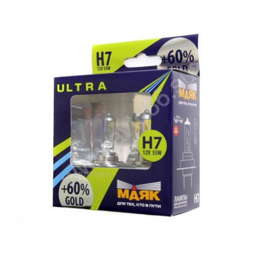 Лампа галогеновая Маяк H 7 12V 55W PX26d Gold +60% ULTRA маяк 82720G60