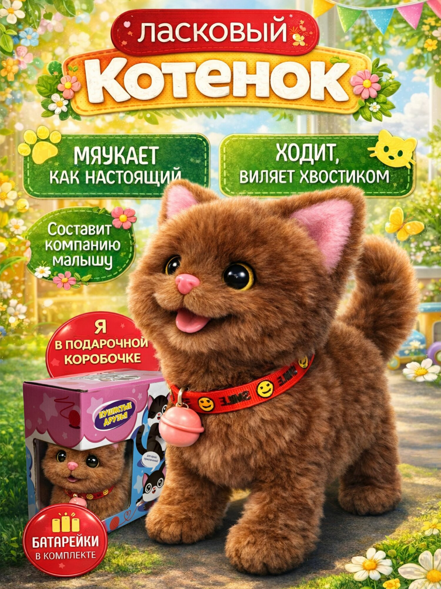 Интерактивный котенок игрушка для детей котик