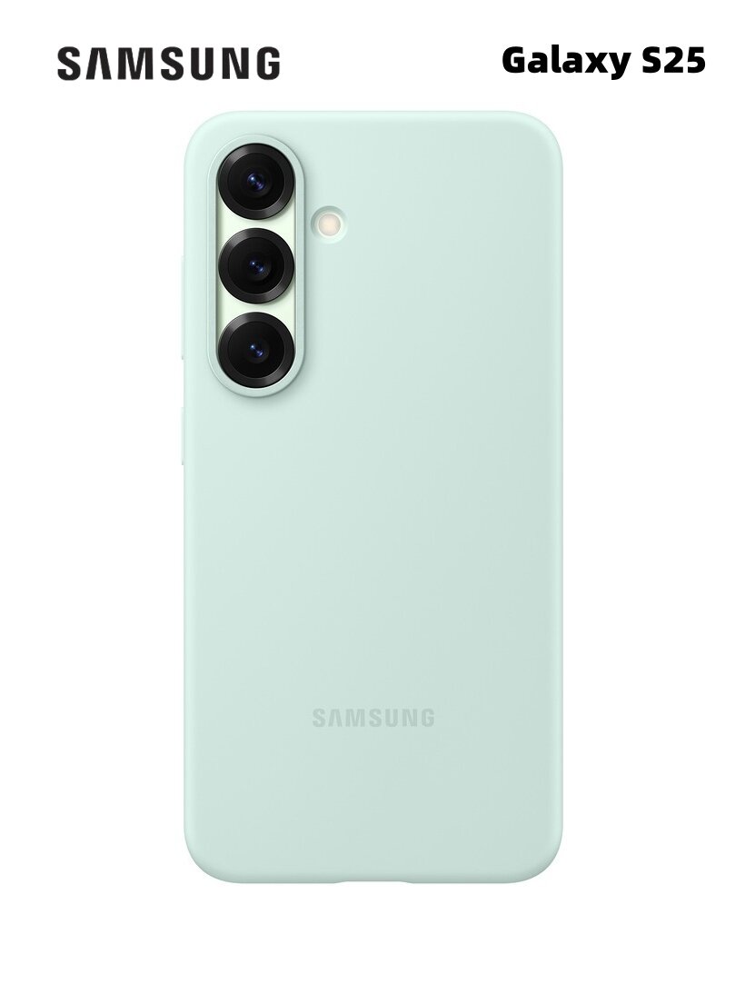 Силиконовый чехол для Samsung Galaxy S25, светло-зелёный EF-PS931CMEGCN