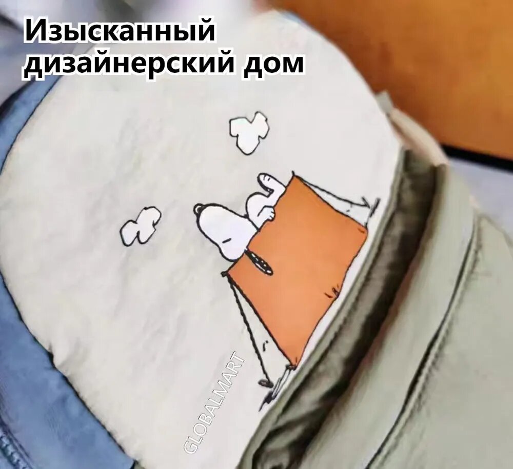 Рюкзак детский Snoopy с принтом Снупи, полиэстер, хаки — фото 1