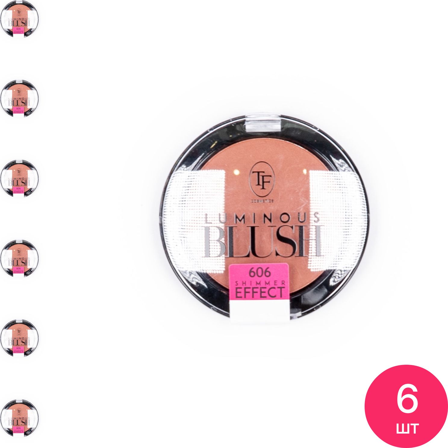TRIUMPH / Триумф Румяна для лица кремовые Luminous blush 606 для любого типа кожи бронзовый песок с шиммер эффектом 6г / палетка для контуринга / декоративная косметика (комплект из 6 шт)
