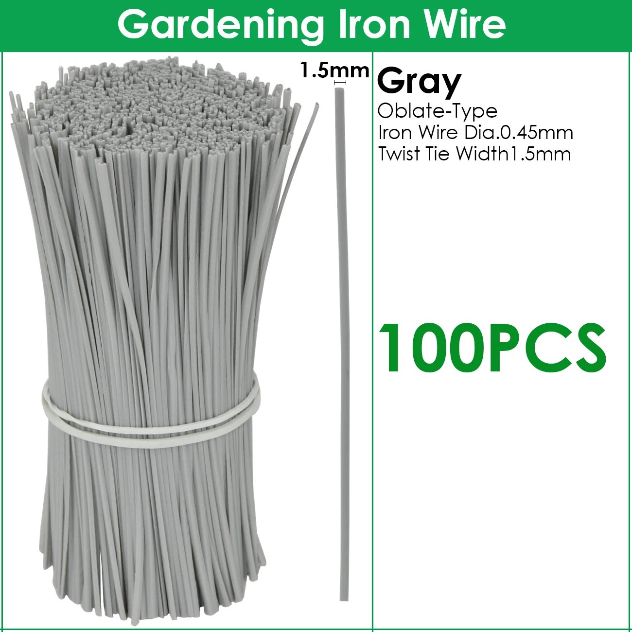 Многоразовые металлические садовые стяжки 100 шт. Зеленый, 8CM, Gray-100pcs