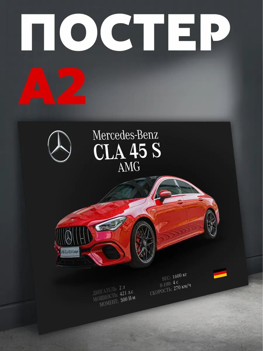 Постер на стену Mercedes-Benz CLA 45 S AMGедес плакат А2