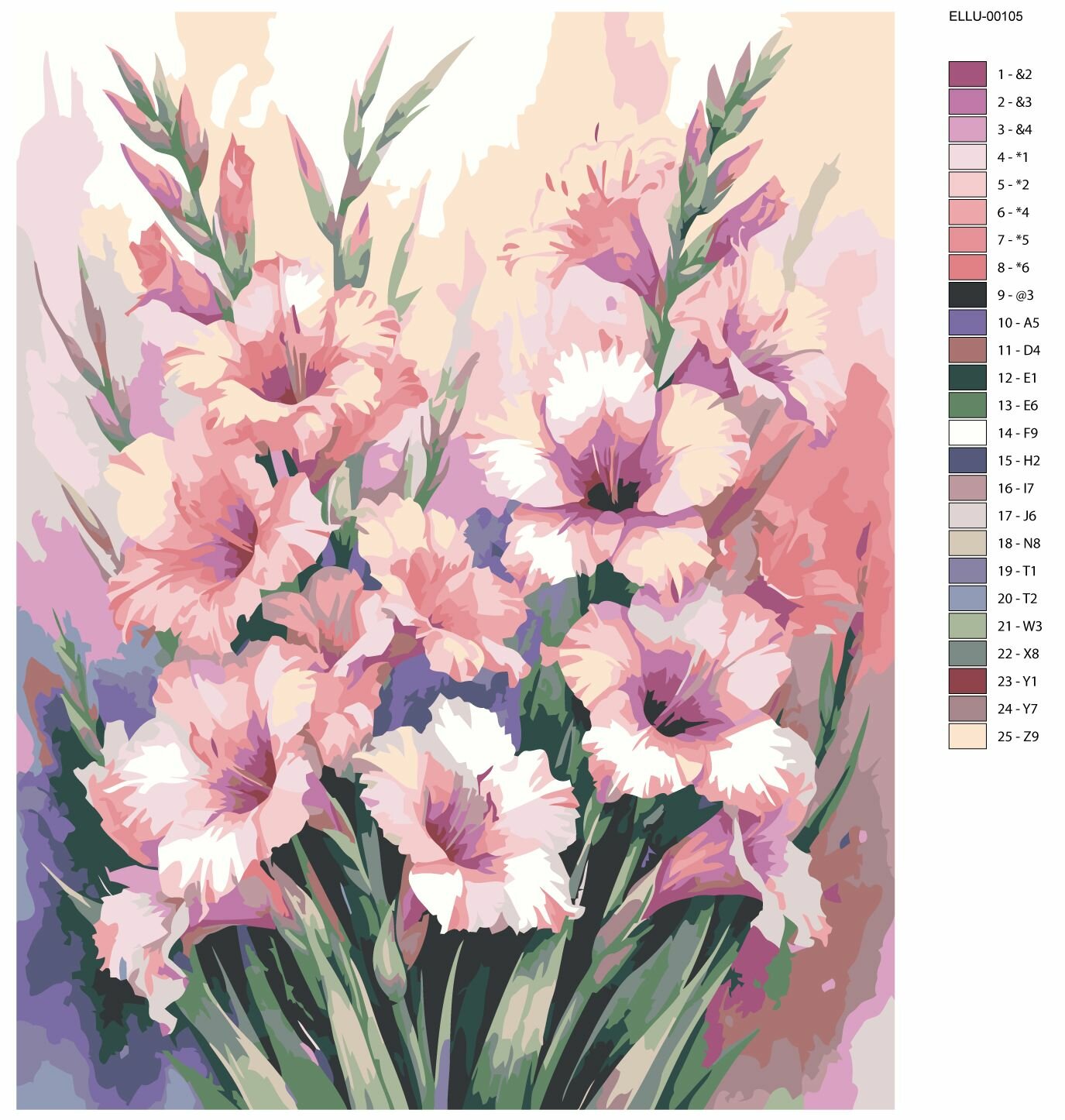 Картина по номерам, 40 x 50, ELLU-00105, цветок, гладиолус