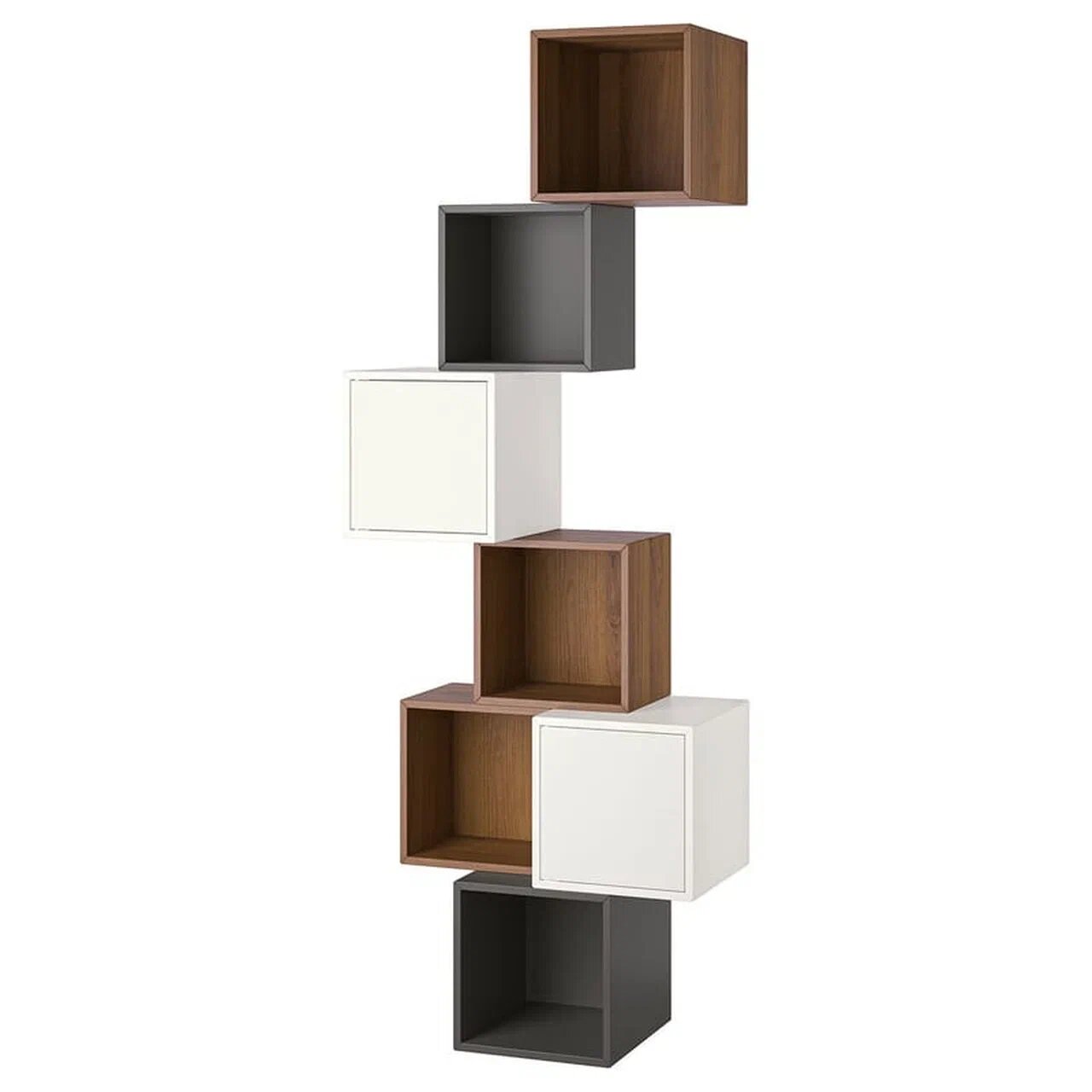 Полка IKEA EKET комбинация настенных шкафов, орех/бело-тёмно-серый, 80x35x210 см 595.077.33