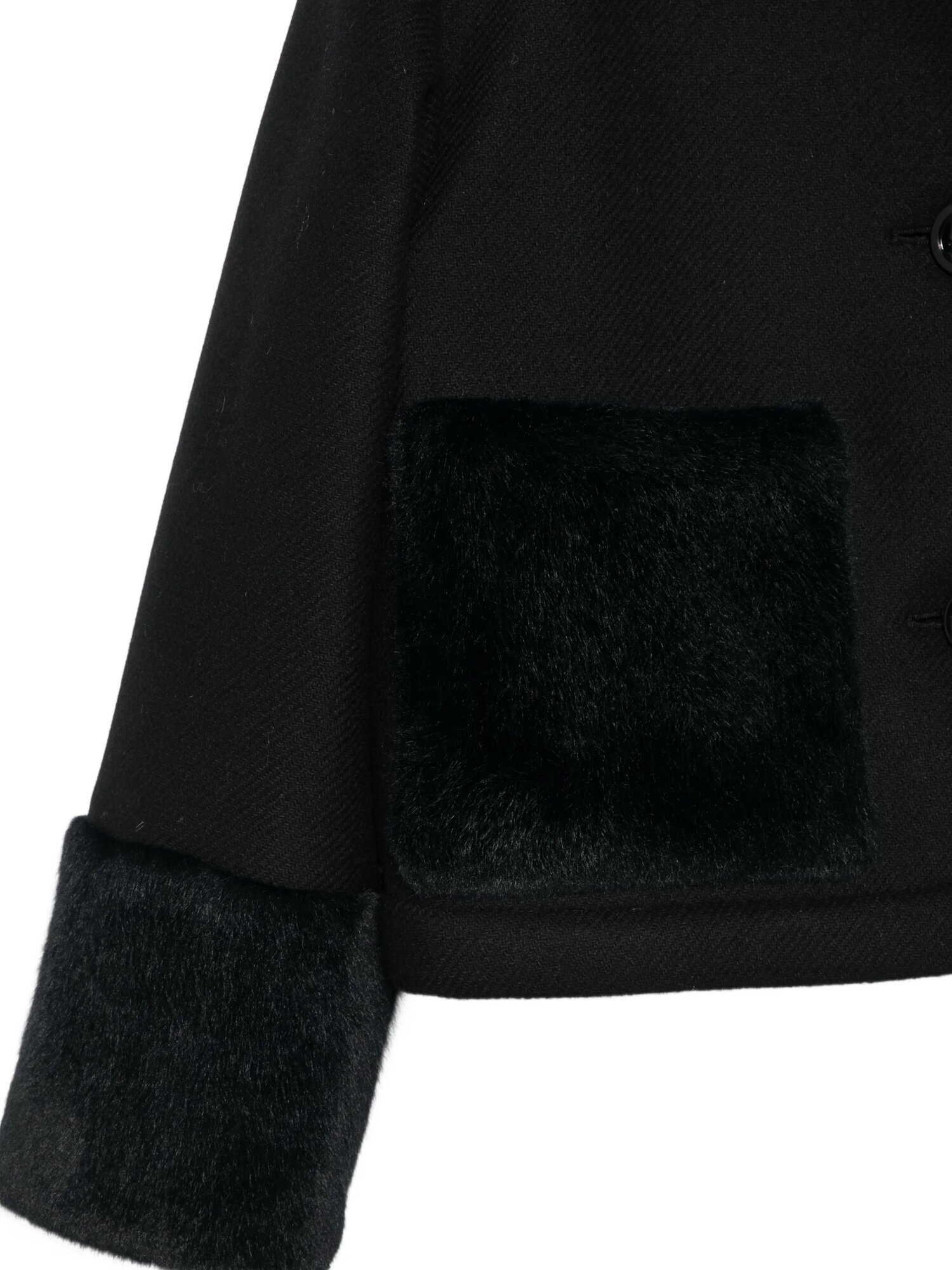 Куртка Herno Faux-fur trim wool jacket, размер 12 лет, черный/серый металик — фото 1
