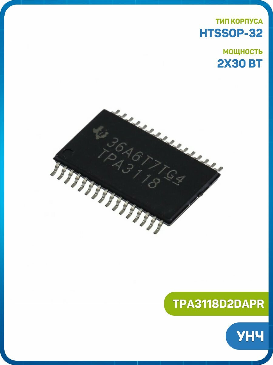 УНЧ TI D-класса 2x30 Вт (TPA3118D2DAPR (HTSSOP-32))