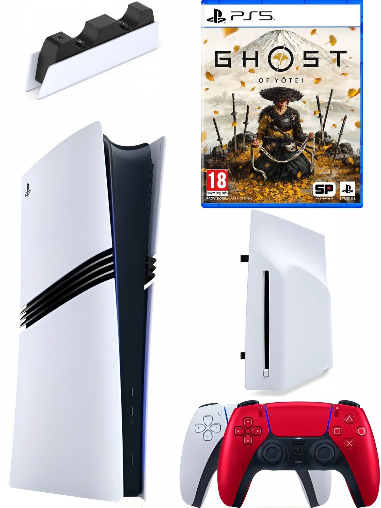 Игровая приставка Sony PS 5 Pro Digital Edition+Зарядная станция+ Дисковод +2-ой геймпад+Ghost of Yōtei,2Tb SSD