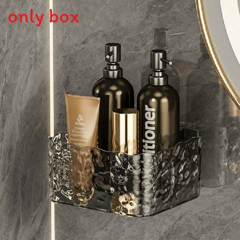 Makeup box white transparent plastic with 2l capacity for bedroom and bathroom organization square clear black