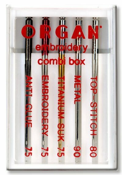 Иглы ORGAN "Combi", вышивальные, для бытовых швейных машин, 5118000, ассорти, в блистере, 5 шт