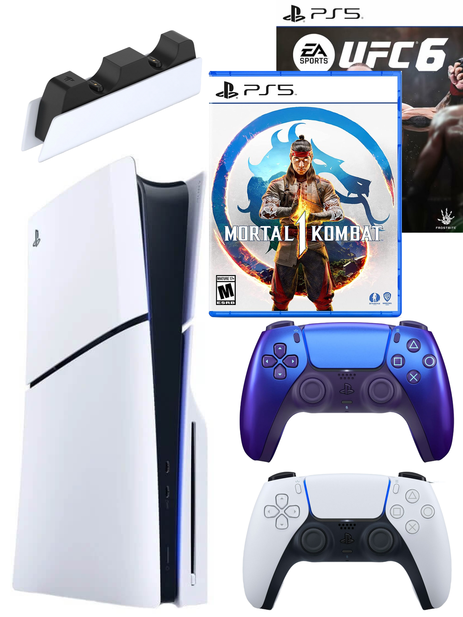 Игровая приставка Sony PS 5 Slim, 1ТБ(с дисководом)+2 геймпад+Зарядная станция+2игры (подробности в чате)