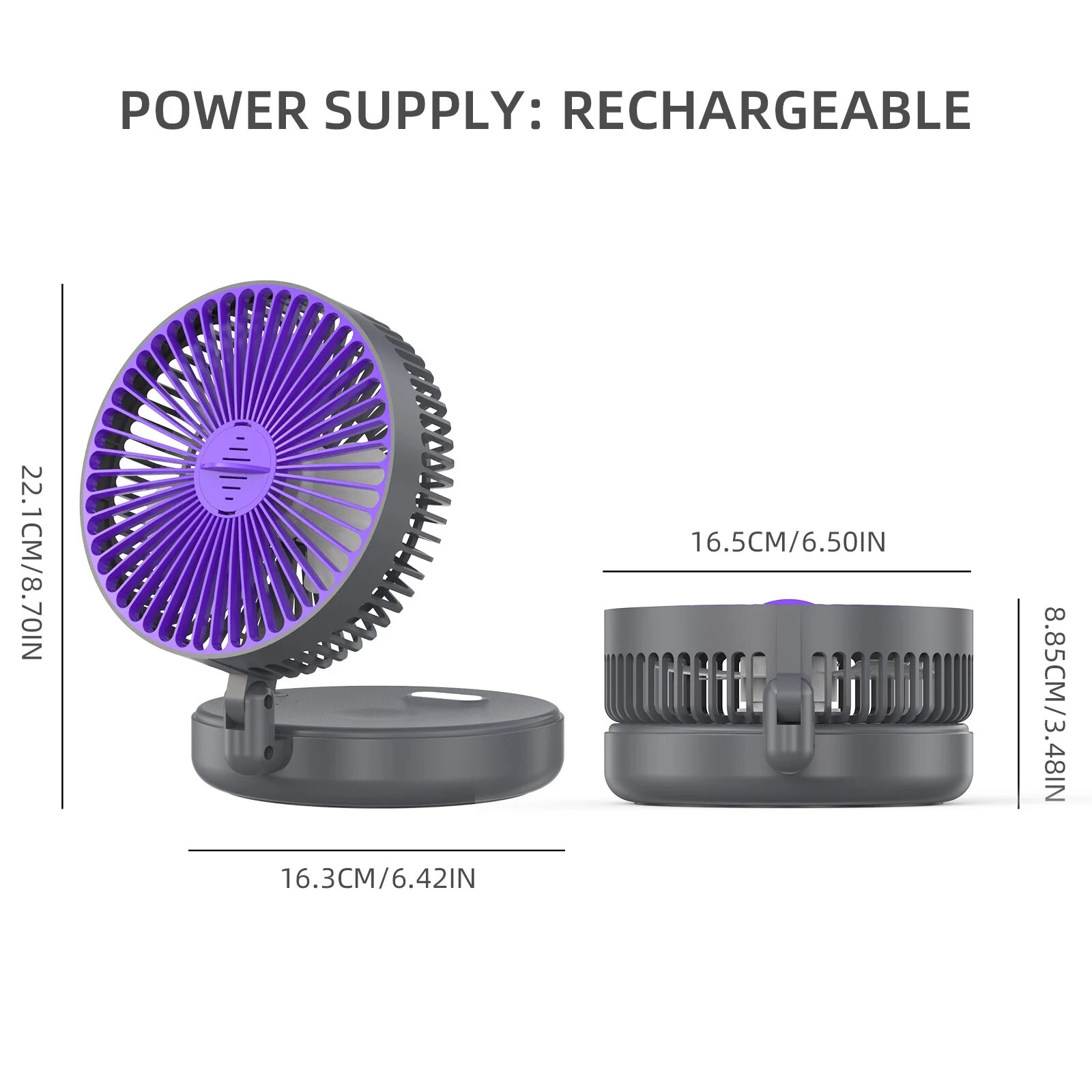 Портативный USB-вентилятор HAOYUNMA 4 скоростей Grey 1200mAh