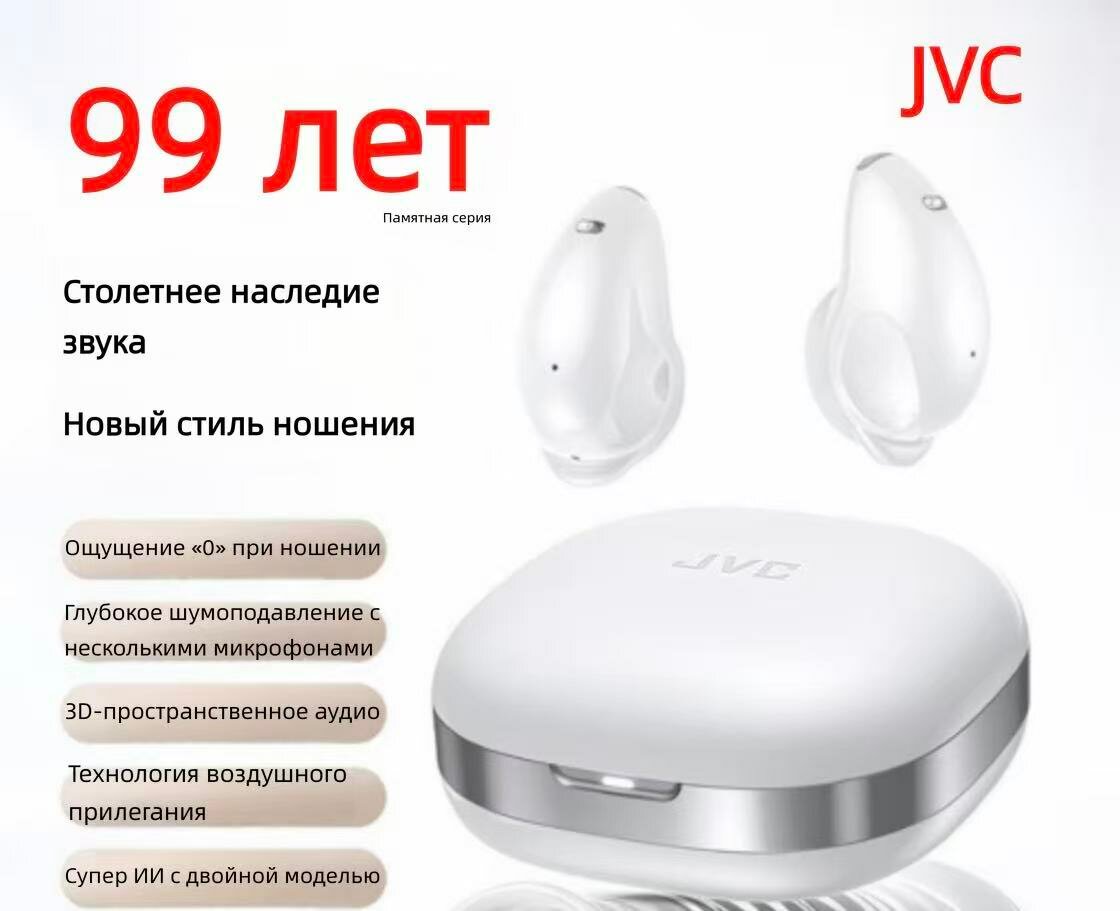 Наушники JVC HJ-ME11T, беспроводные, ANC, влагозащита, WHITE.