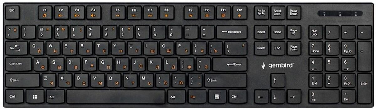 Клавиатура Gembird KBW-250 беспроводная, радиоканал, чёрный