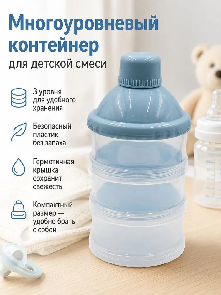 Контейнер для детской смеси многоуровневый ёмкий портативный разборный для новорожденных 0-3 лет