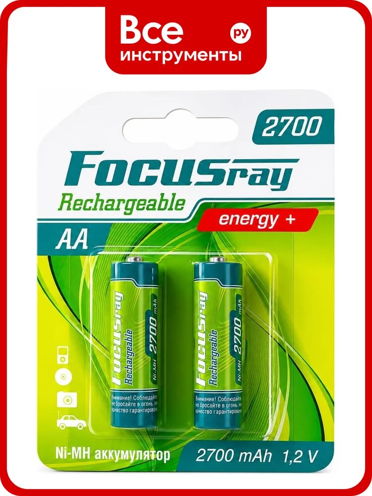 Аккумулятор Focusray AA 2 шт 625846, никель‑металлогидридный, повышенной ёмкости, для бытовой электроники