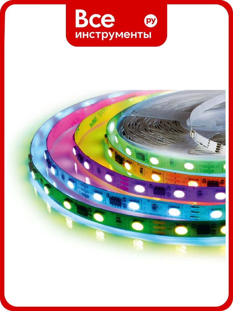 Светодиодная лента Camelion DSL-005 (10м, 18LED/m, RGB) Bluetooth и WiFi управление, технология SMD, белая подложка
