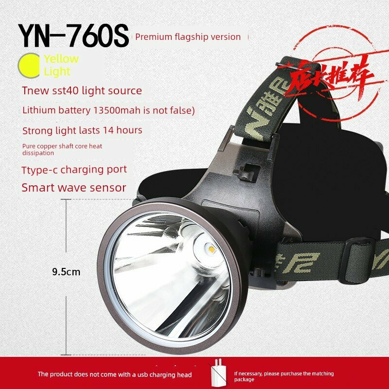 Налобный фонарь Yanni 760SPro: новая модель с мощным светом, перезаряжаемый, ультраяркий, налобный, долговечный, для