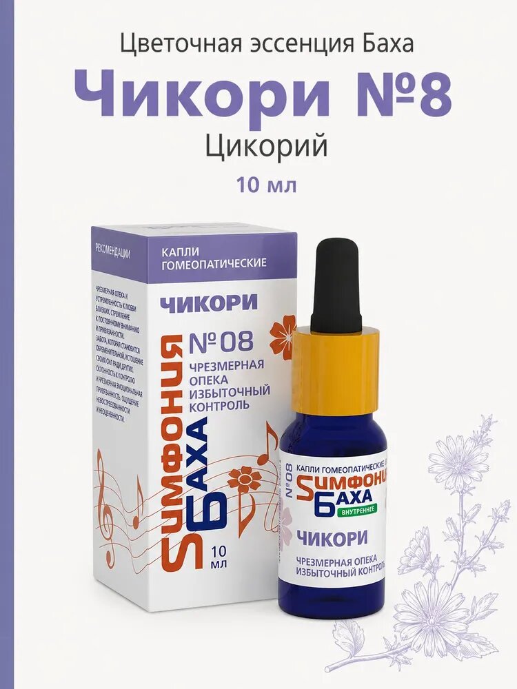 Капли Баха Чикори №8 (Цикорий), цветочная эссенция, 10 мл