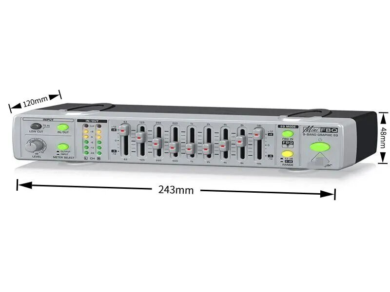 9-сегментный графический эквалайзер BEHRINGER FBQ800, процессор с несколькими эффектами