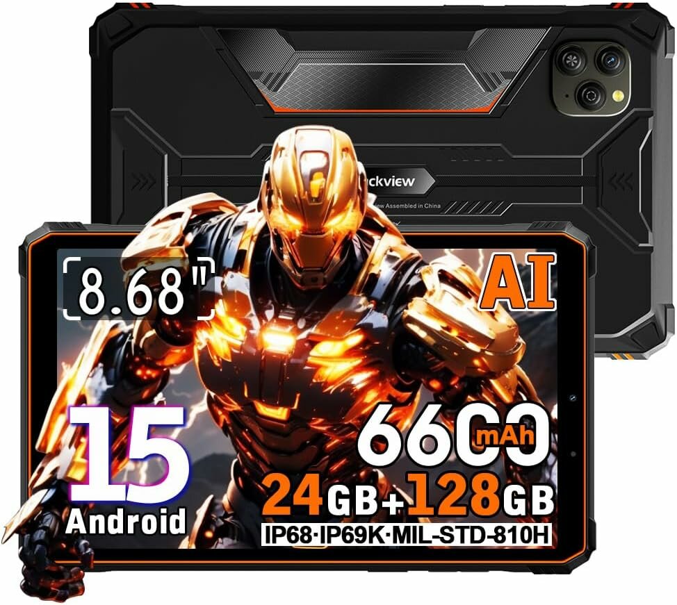 Blackview Active 5, 8,68" дюймов, 24 (8+16) ГБ, 128 ГБ, 6600 мАч