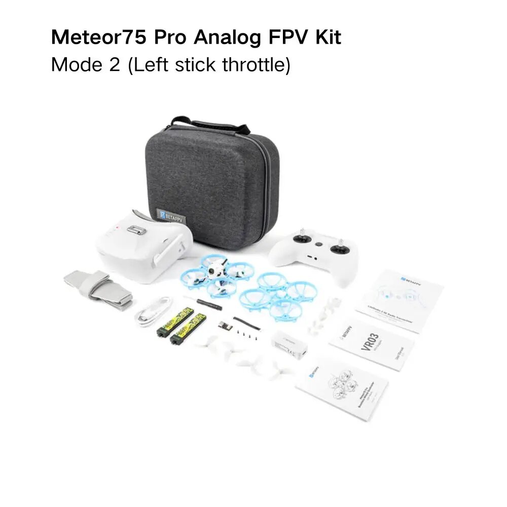 Комплект BETAFPV Meteor75 Pro RTF 1S Whoop, очки VR03 4.3" и пульт LiteRadio 2 SE ELRS для полетов в помещении/на улице